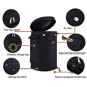 SIRUITON 600D Heavy Duty Propane Tank Cover Fits Standard 20 lb Tank Cylinder, Upgrade Stable Tabletop Feature，UV and Weather Resistant ,Ventilated with Storage Pocket