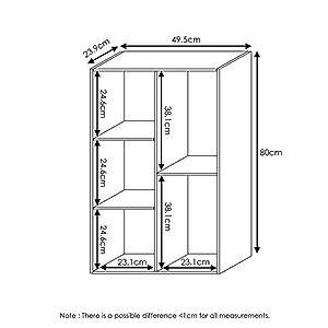 Furinno 5-Cube Open Shelf, White & Jaya Simple Home 3-Tier Adjustable Shelf Bookcase, White