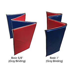KinderMat, 5/8" Thick KinderMat, 4-Section Rest Mat, 45" x 19" x 5/8", Red/Blue with Grey Binding, Great for School, Daycare, Travel, and Home, Made in The USA