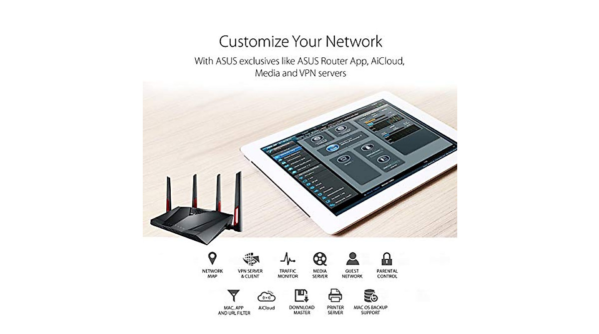 ASUS AC3100 RT-AC88U Gaming Router | Fast WiFi, Security, Ports