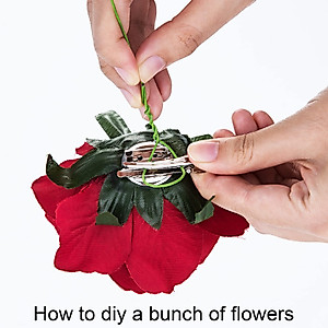 Outus Hair Clip, 8 Pieces Red Rose Flower Hair Pins, Fabric Rose Flowers Hair Clips, Medium, for Woman Girl Wedding Party Favor Accessories