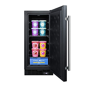 Summit SCFF1533BSS Cabinet Freezer with 2.45 cu. ft. Total Capacity Frost Free Operation Adjustable Chrome Shelves Sabbath Mode Setting and 100% CFC Free in Stainless Steel (Right Hinge