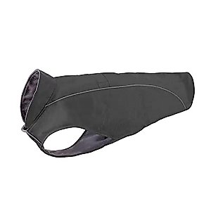 FamilyQL Dog Coat Water-Resistant Windproof with Reflective Trim Dog Jacket Warm Fleece Lined Anti-Tear Adjustable Outdoor Dog Clothes for Small Medium Large and Extra Large Dogs (Grey, Medium)