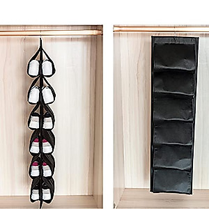 Household Essentials Hanging Shoe Storage Organizer for Closets,Over the Door Hanging Shoe Organizers,12 Large Pockets Over the Door Shoe Rack(black)