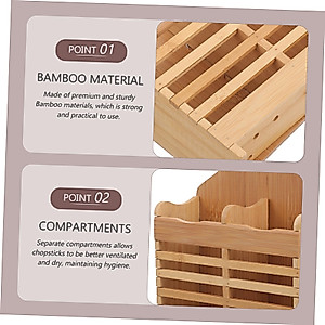 Hemoton 1 Pc Flatware Caddy Utensil Bamboo Drying Tableware Storage Organizer Holder Rack Shelf for Spoon Fork Knife Chopsticks