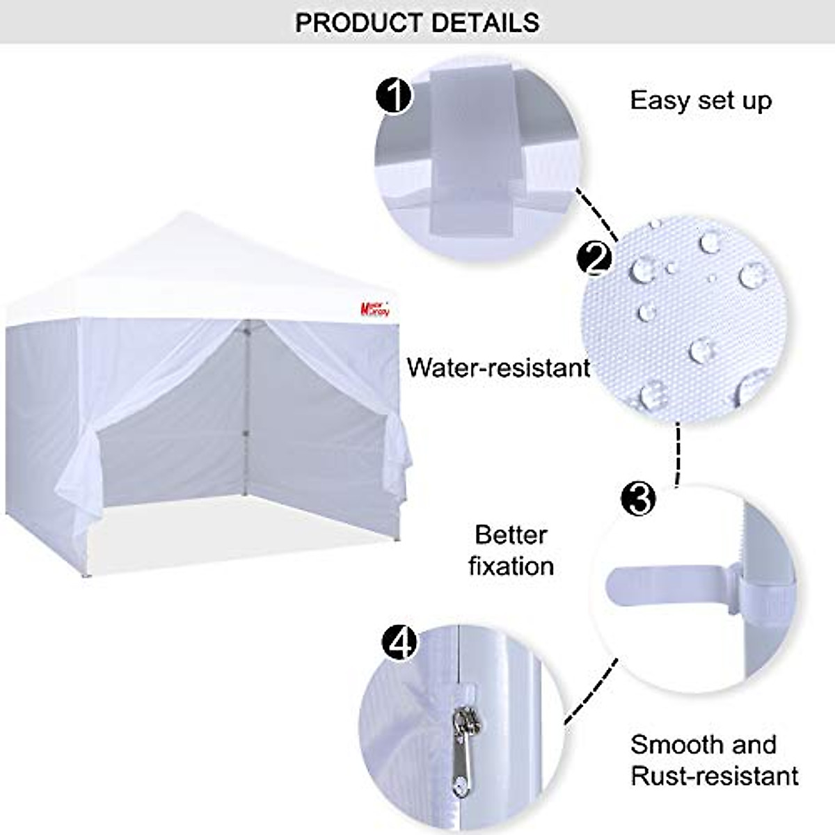 MASTERCANOPY Pop-up Canopy Sidewall Kit, 3 Sidewalls & 1 Doorwall Only (10x10,White)