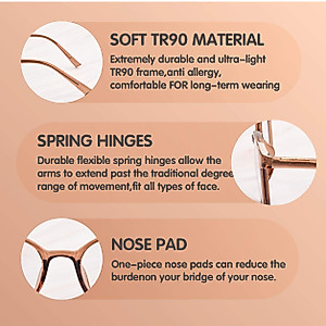 FONHCOO Blue Light Blocking Glasses Women Men TR90 Round Computer Eyeglasses (Coffee)