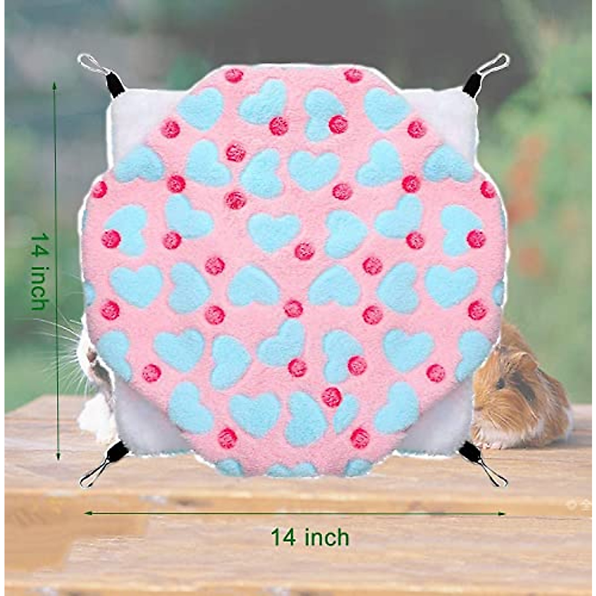 2 Pcs Guinea Pig Hamster Hanging Hammock and Warm Bed Soft Mat Set Hamster Mats for Hedgehog Chinchilla Small Pet Cage Hammock Hideout Tunnel Cave Rat Ferret Squirrel Bearded Dragon Small Pet-Pink