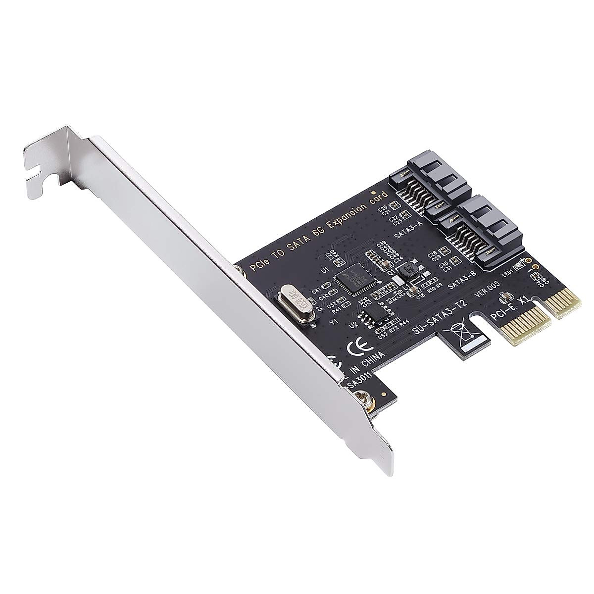 MHQJRH PCI Express SATA 3.0 Controller Card, 2-Port PCIe to SATA III 6GB / s Built-in Adapter Converter, PCI-E to SATA 3.0 Disk Array Card，with Small Bracket and 2 SATA Cable Support SSD and HDD