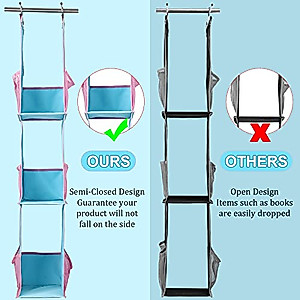 Yetene 2 Pieces Hanging Locker Accessories Shelves Includes 3 Shelf Hanging Locker Organizer and 2 Shelf Hanging Locker Organizer for School Teens Work Gym Closet Lock (Pink, Blue)