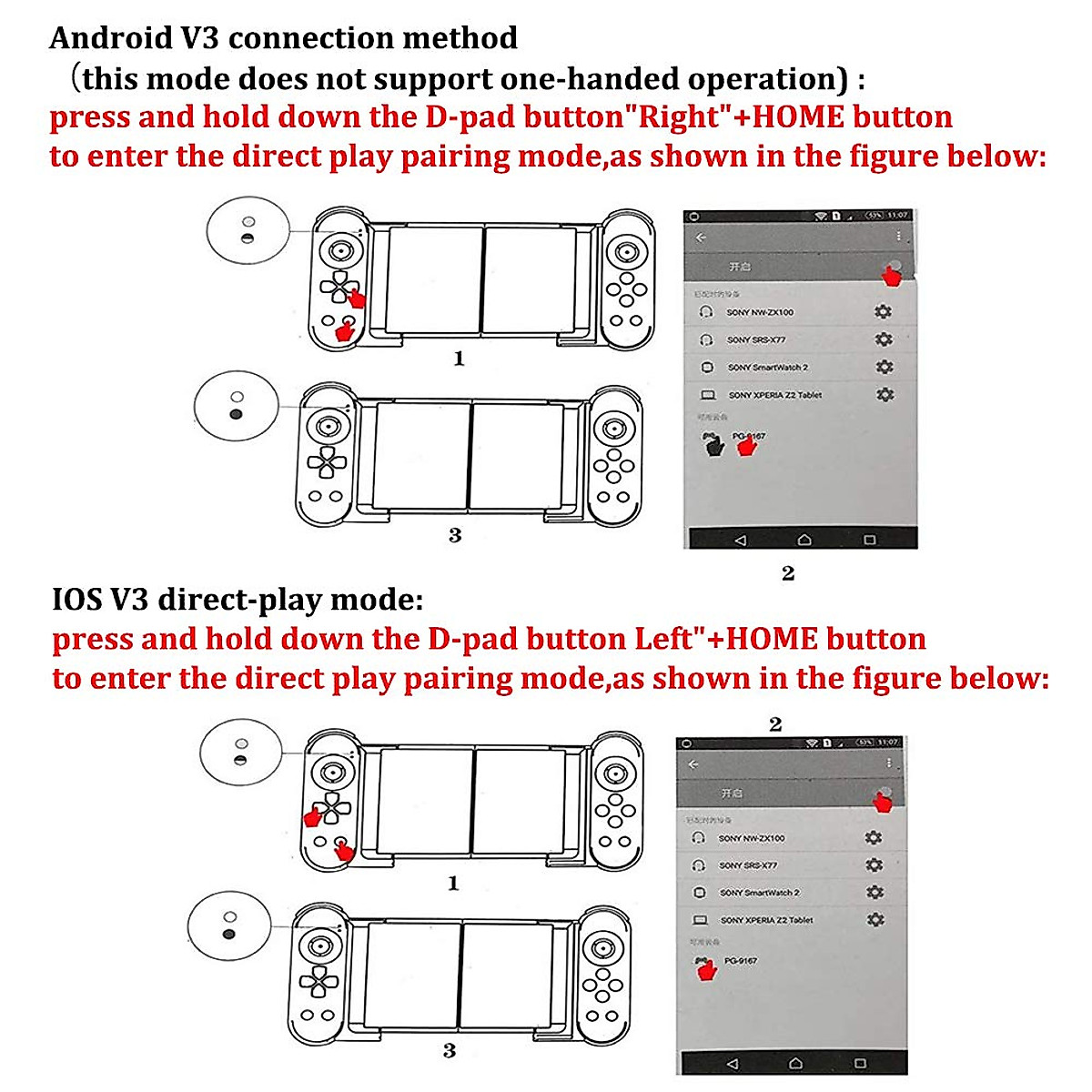 IPGEA PG-9167 Mobile Controller, Wireless 4.0 Gamepad Joystick Telescopic Game Controller Compatible Galaxy S10/S10 & Galaxy A51 Note 9 Phone XR XS Phone 11 Most iOS/Android Smart Phone Tablet PC