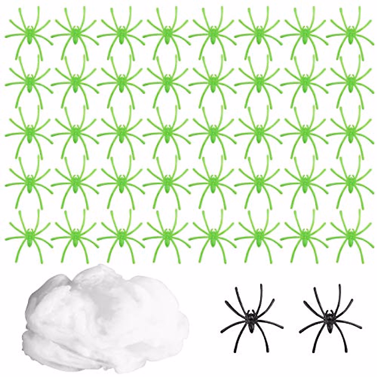 WXJ13 Halloween Decorations Spider Webs with 200 Glow Spiders Spooky Spider Webbing with 2 Black Fake Spiders for Halloween Party Decorations