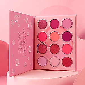 ecofavor Pink Eyeshadow Palette,Professional Matte Shimmer Metallic 12 Shades, Eyes Shadows Makeup Pallet, High Pigmented Waterproof Small and Cute Makeup Pallete