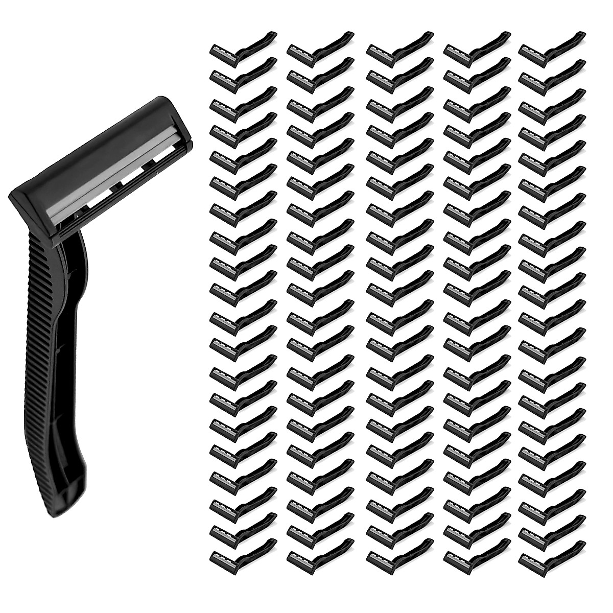 100 Box of Bullet Blades Black Razor Blades Disposable Stainless Steel Hospitality Quality Shavers High End Twin Blade Razors for Men and Women