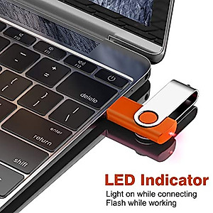 64GB Flash Drive, JEVDES 3 Pack Swivel Data Storage USB Flash Drive USB 2.0 Flash Drive Thumb Drives with LED Indicator, Jump Drive Zip Drive Memory Sticks (3 Mixed Color with Lanyards)