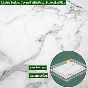 Marble Round Dining Table with Lazy Susan,Modern Kitchen & Dining Room Tables with Metal Base,Premium Circle Dining Table Pedestal Dining-Table Only(59.1" L x 59.1" W x 29.5" H, White & Black)