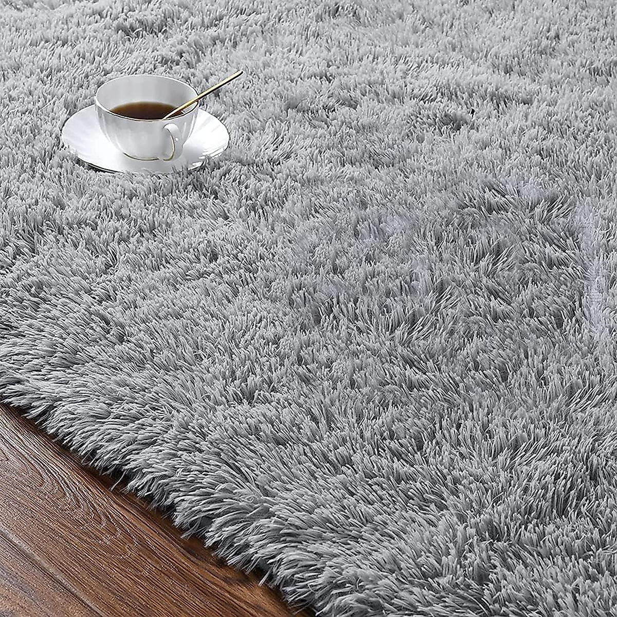YOBATH Fluffy 8x10 Feet Large Area Rugs for Living Room Bedroom, Big Modern Soft Fuzzy Shaggy Carpet Shag Rugs Girls Boys Kids Nursery Dorm Room, Grey