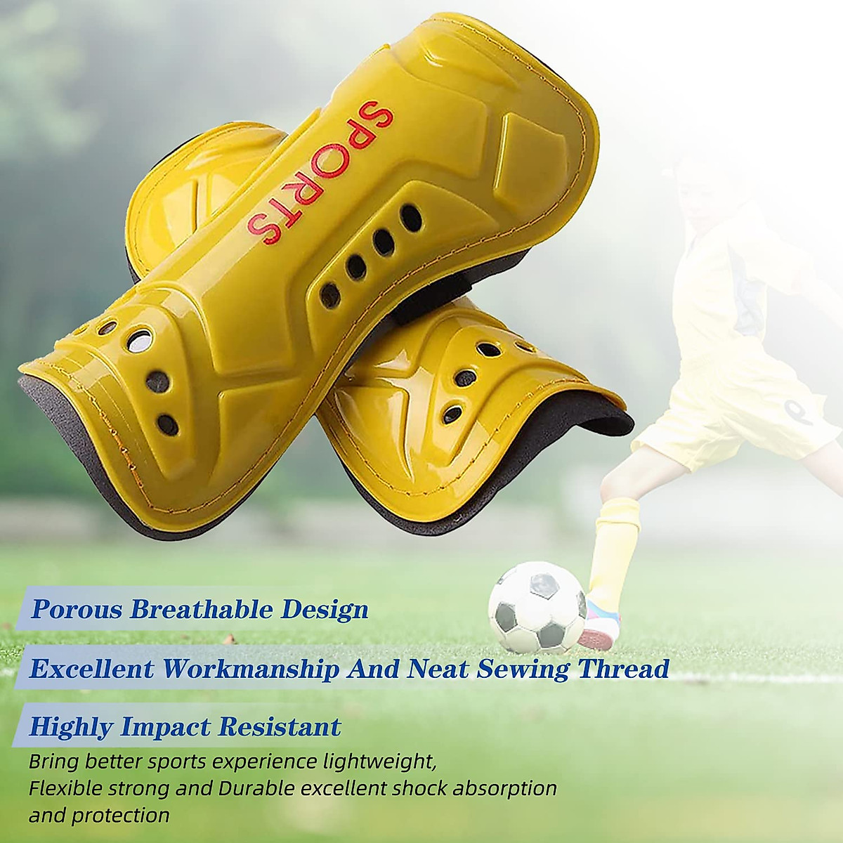 YICYC Soccer Shin Guards Kids Youth, Shin Pads and Shin Guard Sleeves for 3-15 Years Old Boys and Girls for Football Games Training, EVA Cushion Protection Reduce Shocks and Injurie