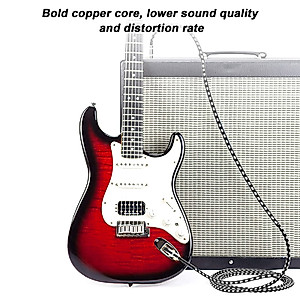 Hilitand Guitar Cable - 6.35MM Male Head Audio Guitar Cable 10ft Electric Guitar Amplifier Cord - Right Angle to Right Angle 1/4 Inch Instrument Cable Guitar Amp Cable(Black-White)