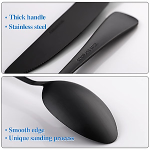 SANLUNS 40 Piece Skull Pattern Matte Silverware Set for 8, Black Flatware set Service for 8,Gothic Unique Skull Pattern Design,18/0 Stainless,Satin Finish Cutlery for 8,Dishwasher Safe