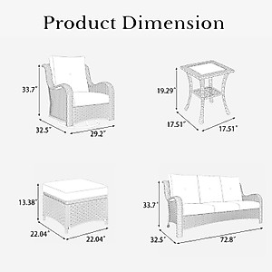 LayinSun 6 Pieces Outdoor Patio Furniture Set, Rattan Wicker Sectional Swivel Rocker Chairs Sets with Ottomans, Swivel Glider Chairs, and Coffee Table
