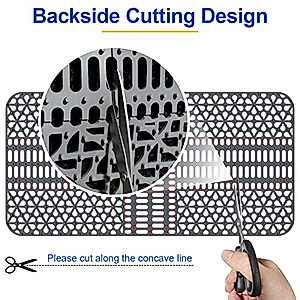 Sink Mats for Bottom of Kitchen Sink, KOCWELL Non-Slip Kitchen Sink Mats,Sink Protectors for Kitchen Sink,Silicone Sink Mat Protector With Cuttable Drain Holes, Grey Sink Mat Grid Accessory 26''×13''