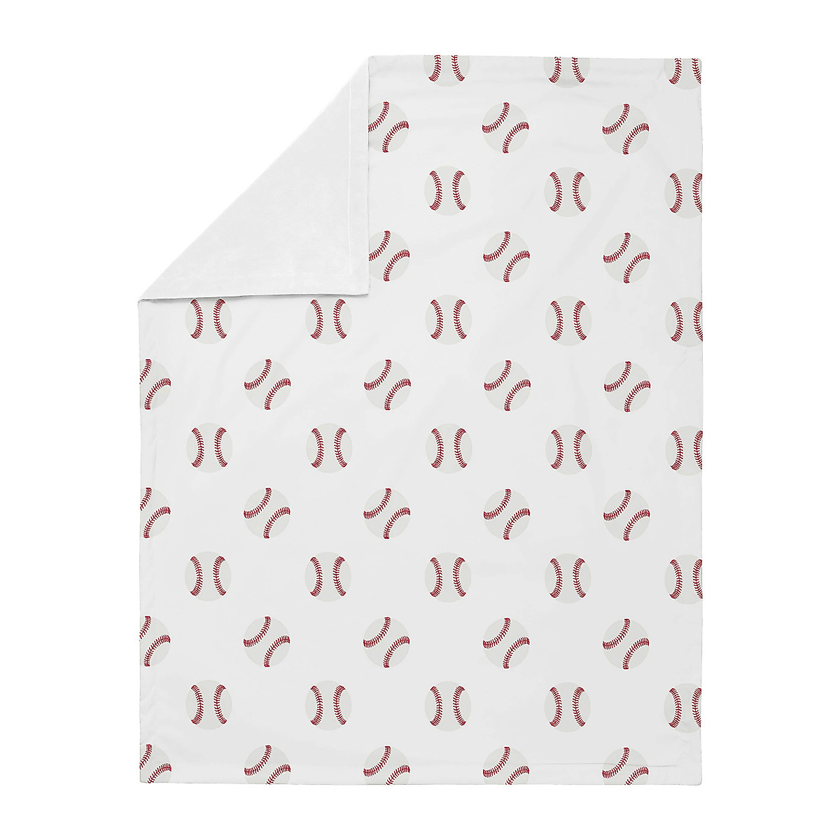 Sweet Jojo Designs Sports Baseball Patch Baby Boy Receiving Security Swaddle Blanket for Newborn or Toddler Nursery Car Seat Stroller Soft Minky - Red and White