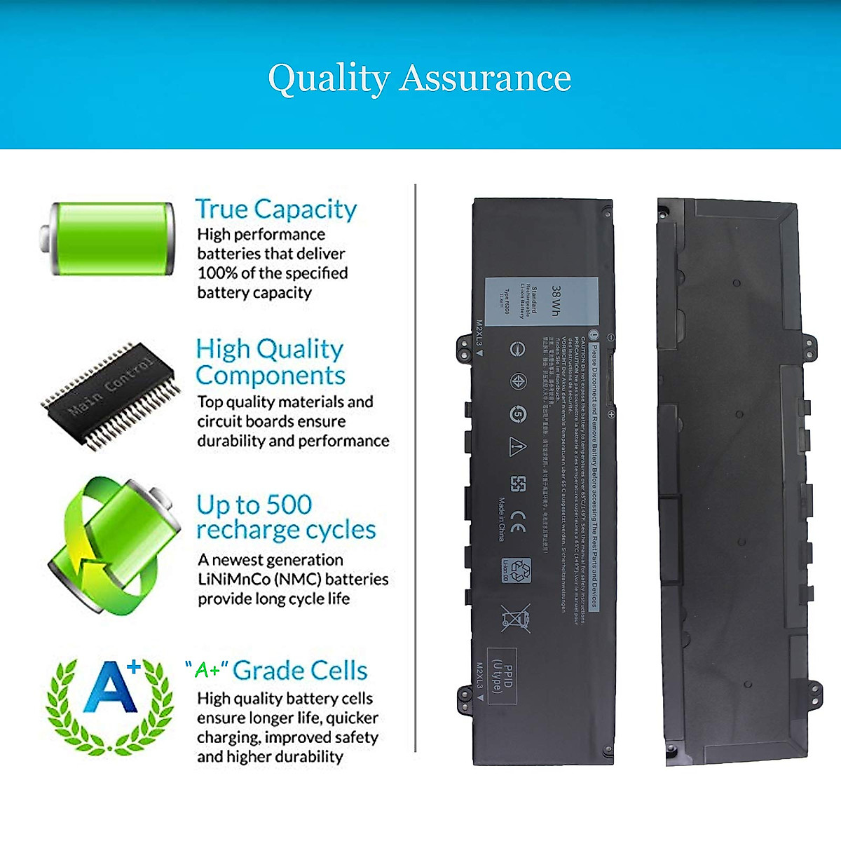 38Wh F62G0 Laptop Battery for Dell Inspiron 13 5370 7370 7373 I7373 7380 7386 P83G P83G001 P83G002 P87G001 P87G Vostro 13 5370 Series F62GO RPJC3 0RPJC3 39DY5 039DY5