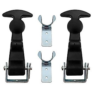 QWORK 2Packs 4.7 inch T-Handle Draw Latches with Brackets, Rubber Flexible Hood Catch t-Handle Hasp, for Tool Box, Hood, Vehicle Engine