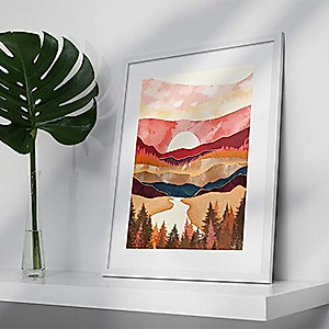 Yumknow Abstract Nature Wall Art - Boho Wall Art for Bedroom Wall Decor for Living Room Pictures for Wall Prints, Unframed 16x20 inch, Mountain Decor, Sunset Wall Art, Moon Poster,Modern Fall Wall Art