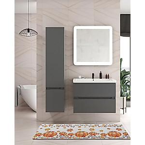 Orange Pumpkin Bath Mat for Tub,Non Slip Bathroom Floor Runner Rug Quick Dry & Absorbent Diatomaceous Earth Shower Sink Bedroom Kitchen Washable Doormat,Thanksgiving Fall Maple Leaves White 20"x47"