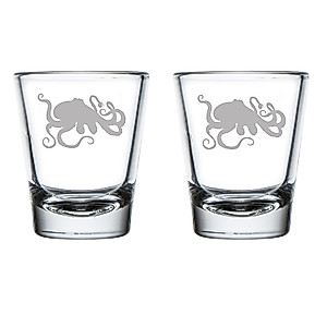 MIP Set of 2 Shot Glasses 1.75oz Shot Glass Octopus And Tentacles