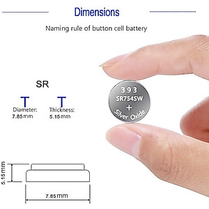 UOGTNON 393 SR754W(SR754SW) 1.55V Silver Oxide Watch Battery (20 Pack)
