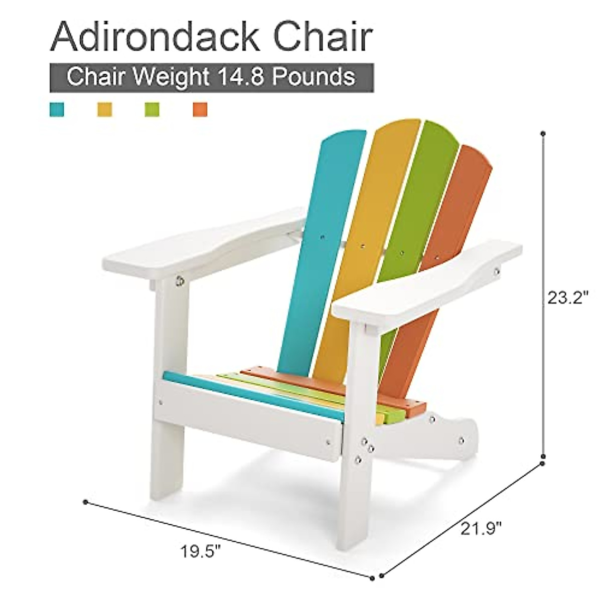 TORVA Kids’ Adirondack Chairs All-Weather Resistant, Outdoor Indoor Furniture Patio Lawn Small Lounge Chairs for Garden, Porch, Deck, Backyard, Fire Pit, Pool,Beach