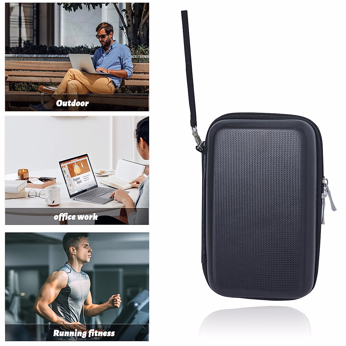 Wolfteeth 6.7" Smell Proof Travel Case, External Hard Drive Carrier, Portable Memory Card Storage Holder, Black (Empty)