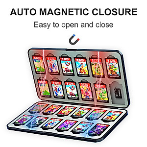 TATMOHIK Game Card Case for Nintendo Games or Micro SD Cards， Switch Game Card Holder for Nintendo Switch Card Holder with 24 Nintendo Eshop Gift Card and 24 Micro SD Card Slots(Black，24slots)