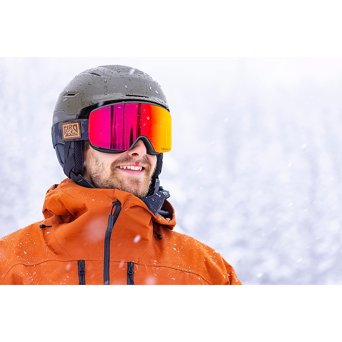 Giro Axis Ski Goggles - Snowboard Goggles for Men - Black Mono Strap with Vivid Ember/Vivid Infrared Lenses