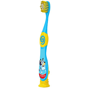 Colgate Bluey Toothbrush for Children with Suction Cup, Kids 2-5 Years Old, Extra Soft (Colors & Characters Vary) - 1 Count