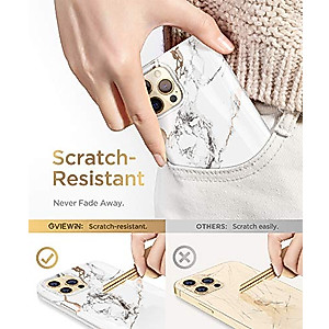 GVIEWIN Compatible with iPhone 12 Pro Max Case 6.7 Inch 2020, Marble Ultra Slim Thin Glossy Soft Shockproof TPU Rubber Stylish Flexible Protective Cover for iPhone 12 Pro Max (White/Gold)