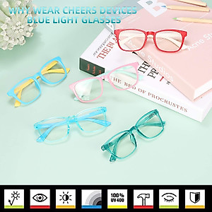CHEERS DEVICES Blue Light Glasses for Kids Boys Girls Teens - 3 Pack Computer Glasses with Unbreakable Frame and Anti-Glare - blue light glasses for teen girls, lentes de sol para niños (Age 3-8)