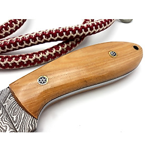 Nooraki REG- 61 Handmade Damascus Hunting knife 8.5 inches Full Tang Stag Head on Blade with Leather Sheath