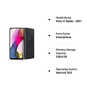 Motorola Moto G Stylus Smartphone, 128GB Storage, Unlocked Cellular - Black (Renewed)