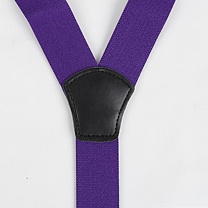 Alizeal Men's Y-Back Adjustable Suspender and Bowtie Set (Dark Purple)