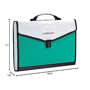 Leagl Size 13-Pockets Expanding File Folder with Handle, Plastic Accordion Filling File Folder Expandable Monthly Portable Paper Document Organizer for Office School & Home (Green)