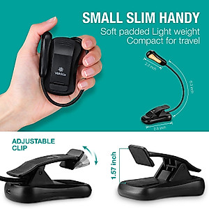 Vekkia Amber Rechargeable 7 Led Eye-Care Book Light,Blue Light Blocking Reading Light,3 Levels,1600K for Strain-Free, Healthy Eyes.Up to 70 Hours Reading for Bookworms.