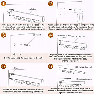 Clothes Drying Rack, Wall Mounted Clothes Hanger Collapsible Clothes Dry Racks with 12 Clothes Pegs for Balcony Mudroom Bedroom (90cm)