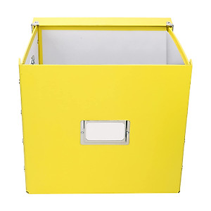 Snap-N-Store Vinyl Record Storage Box - 12" - 1 Pack- Crate Holds up to 75 Vinyl Albums - Yellow