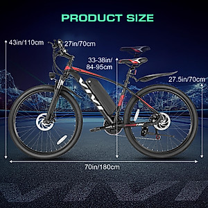 Vivi Electric Bike, 27.5" Electric Bike for Adults, Peak 750W Ebike 22MPH Electric Mountain Bike with 48V 499.2WH Battery, Up to 50 Miles, 21 Speed Adult Electric Bicycles, UL 2849 Certified