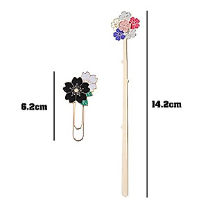 4PCS Flower Bookmark Cherry Blossom Paper Clip Book Page Mark Metal Bookmark Clip School Office Supplies for Reader Student Teacher Reading Supplies