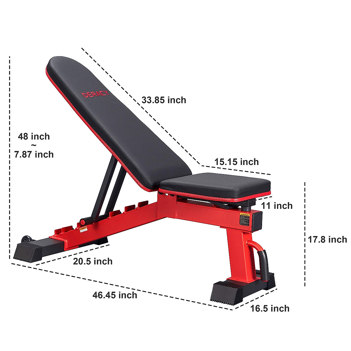 DERACY Adjustable Weight Bench for Full Body Workout, Incline and Decline Weight Bench for Indoor Workout, Home Gym (Red)